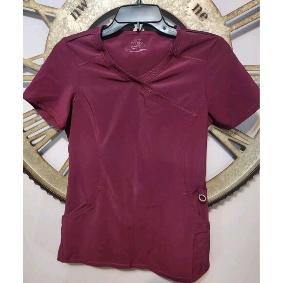 Cherokee | Tops | Cherokee Infinity Scrub Top Women Xs Maroon Stretch ...